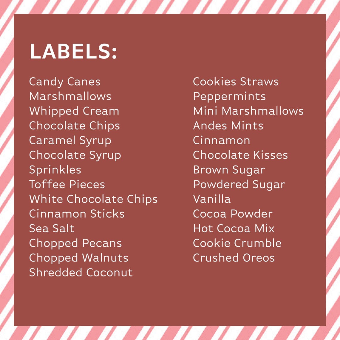 Printable Hot Chocolate Bar Label Kit | for Parties, Events, and ...