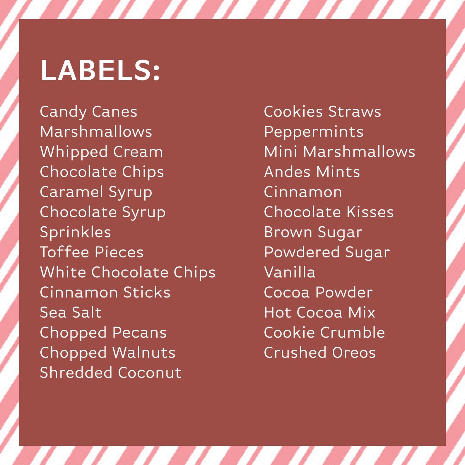 Printable Hot Chocolate Bar Label Kit | for Parties, Events, and ...