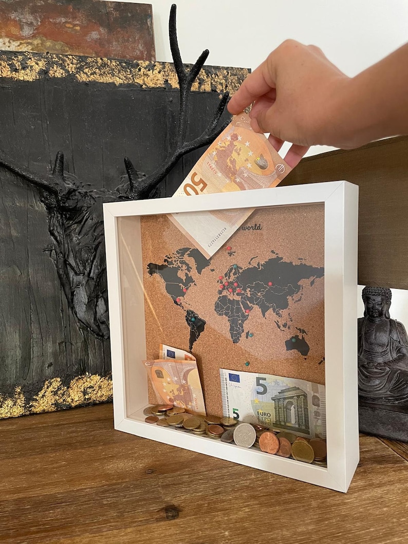 Travel Box, World Map Pin, Memory Box, Piggy Bank, Traveller Gift, Gift ...