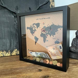 Travel Box, World Map Pin, Memory Box, Piggy Bank, Traveller Gift, Gift ...