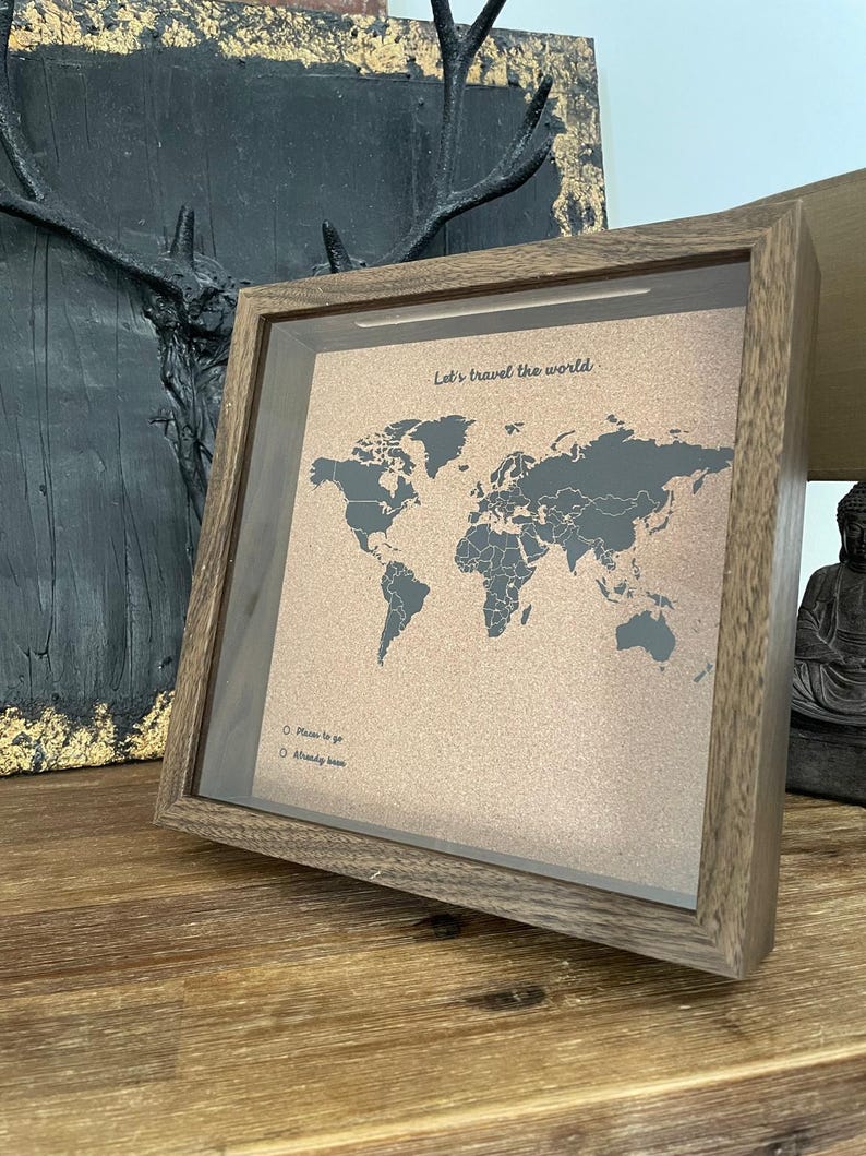 Travel Box, World Map Pin, Memory Box, Piggy Bank, Traveller Gift, Gift ...