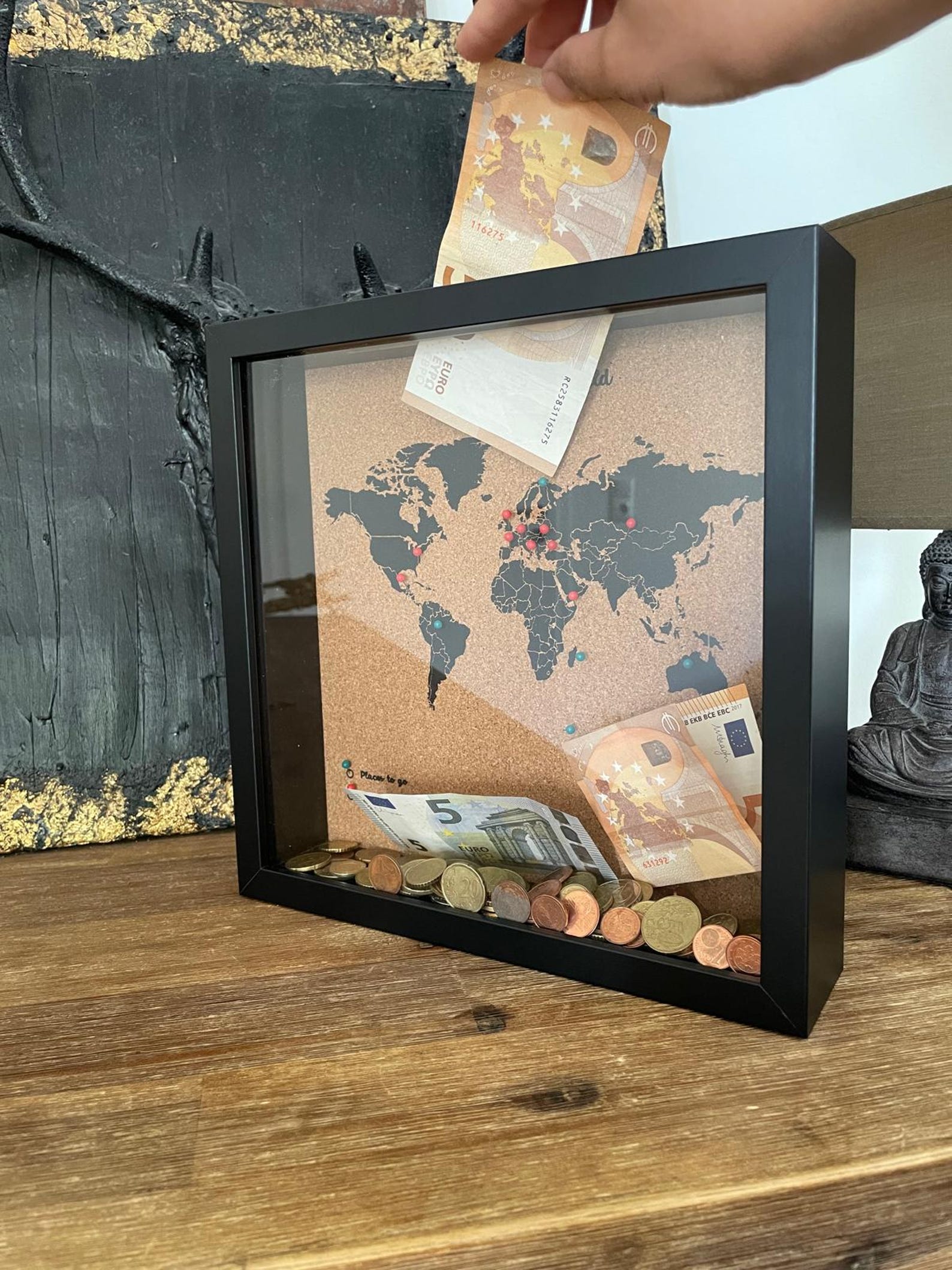 Travel Box, World Map Pin, Memory Box, Piggy Bank, Traveller Gift, Gift ...