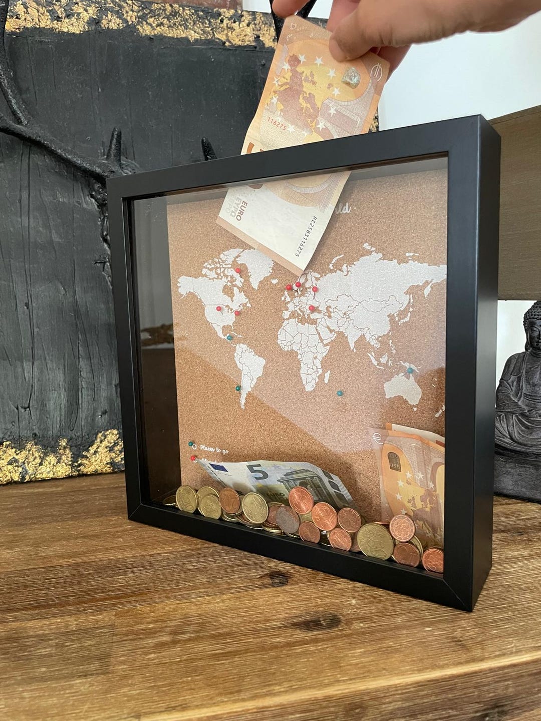 Travel Box, World Map Pin, Memory Box, Piggy Bank, Traveller Gift, Gift ...