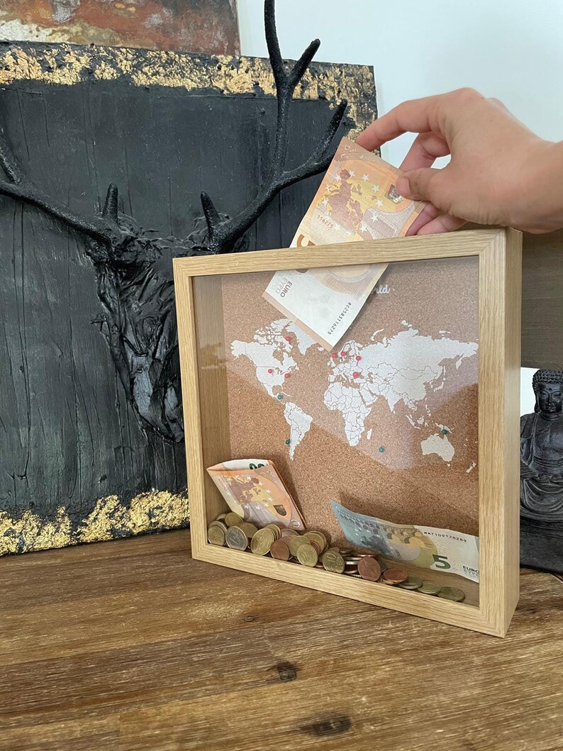 Travel Box, World Map Pin, Memory Box, Piggy Bank, Traveller Gift, Gift ...