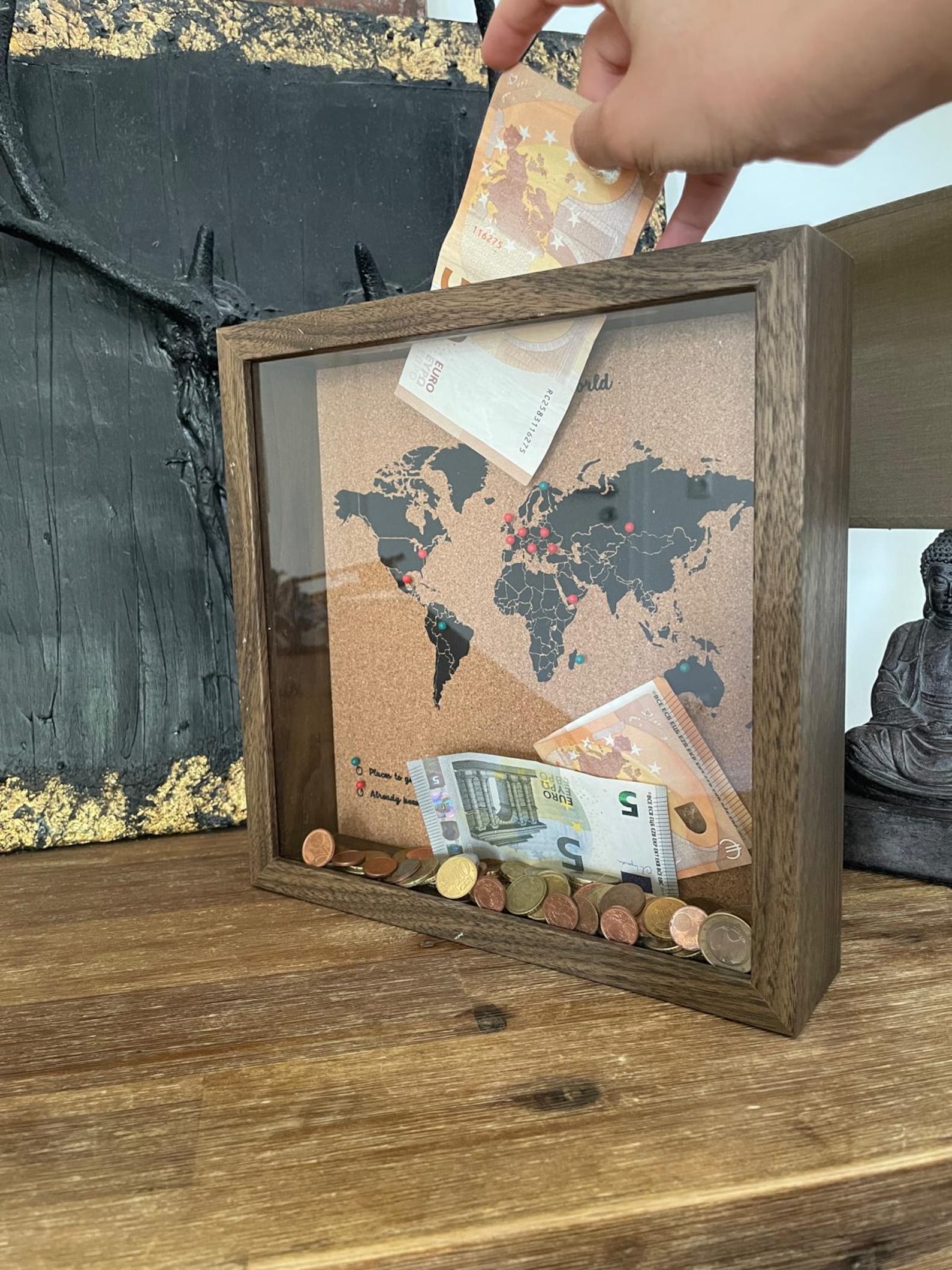 Travel Box, World Map Pin, Memory Box, Piggy Bank, Traveller Gift, Gift ...