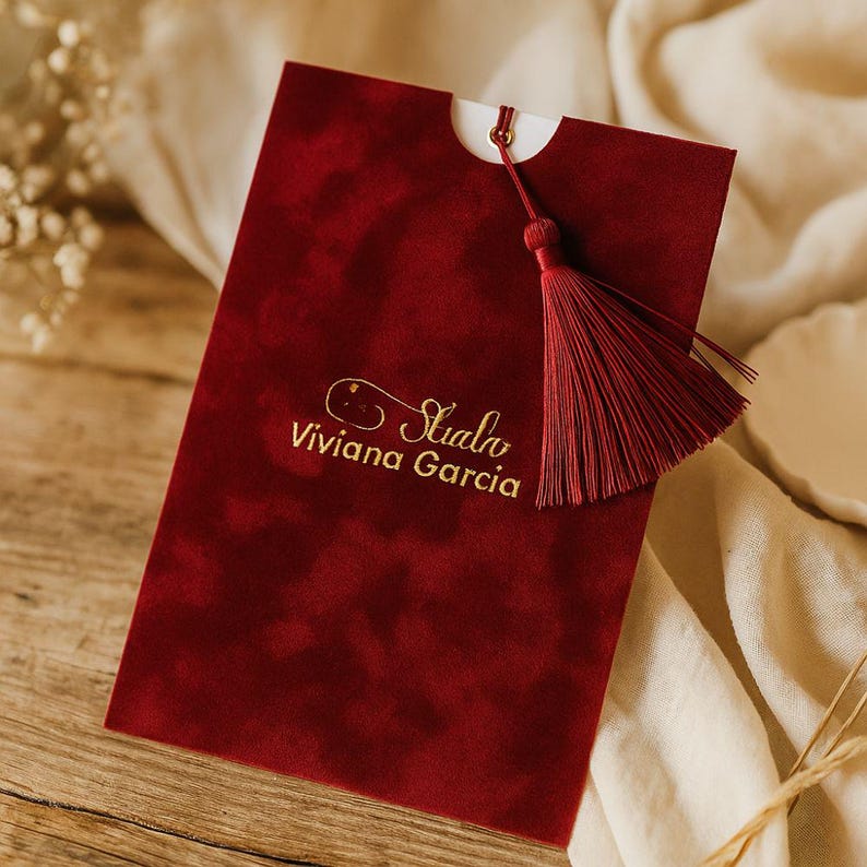 Custom Velvet Wedding Invitations With Envelopes, 100pcs Personalized ...