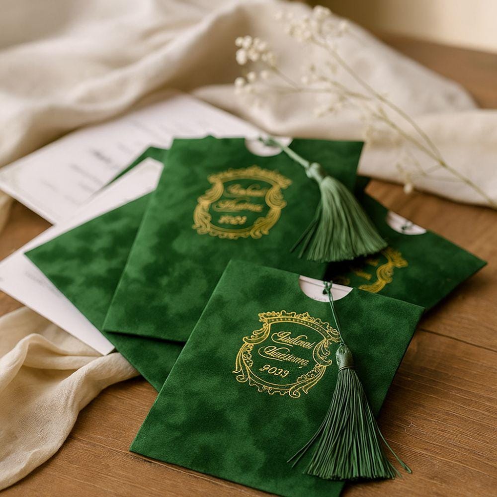 Custom Velvet Wedding Invitations With Envelopes, 100pcs Personalized ...