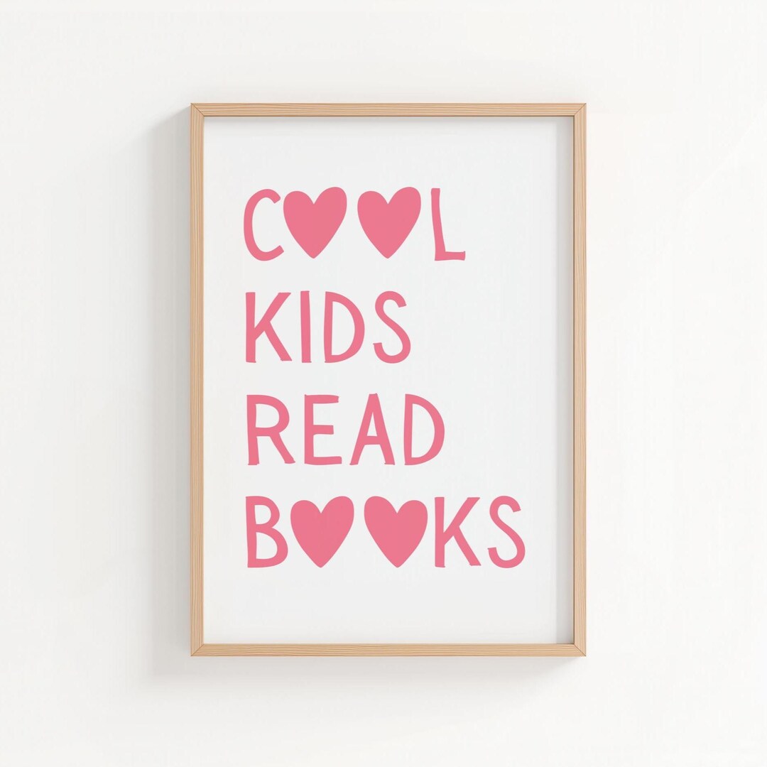 Cool Kids Read Books Print Kids Reading Book Playroom Wall Decor ...
