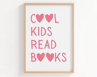 Cool Kids Read Books Print Kids Reading Book Playroom Wall Decor ...