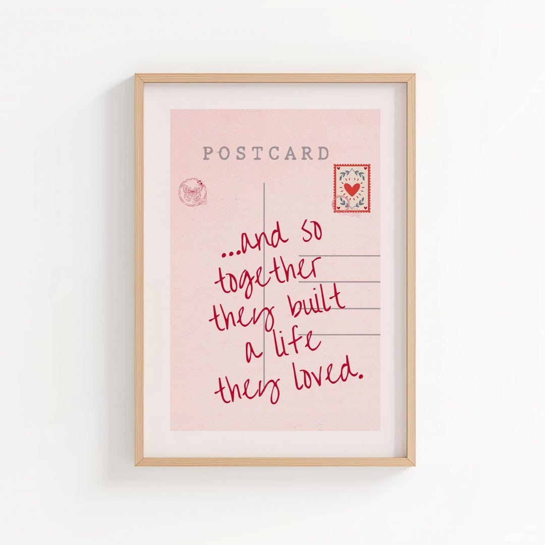 Vintage Postcard Poster: Romantic Wall Art, Printable Valentines Day ...