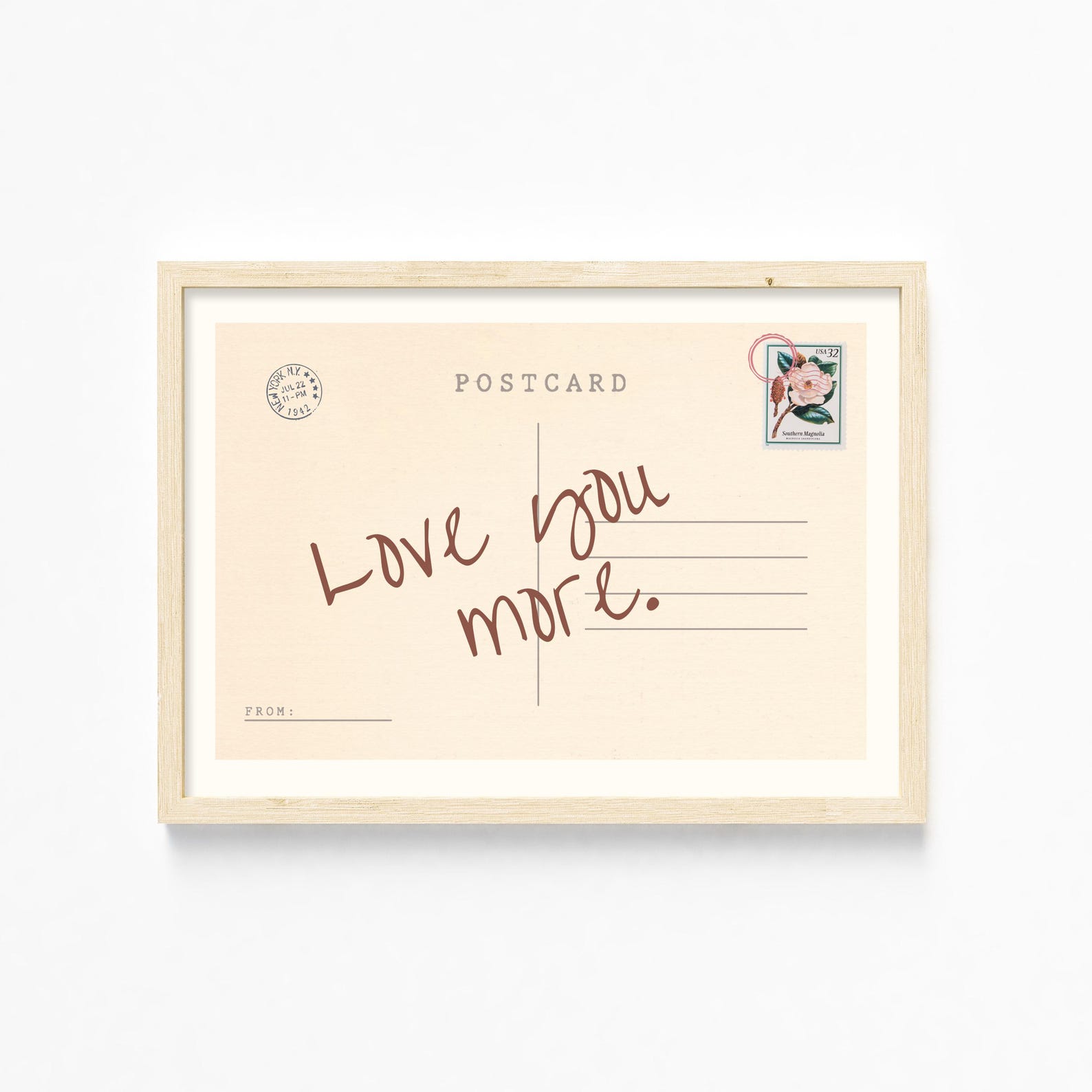 Love You More Vintage Postcard Print: Retro Preppy Wall Art (digital ...
