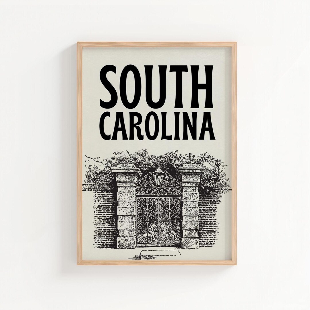 Vintage South Carolina Travel Poster: Retro City Art Print (digital ...