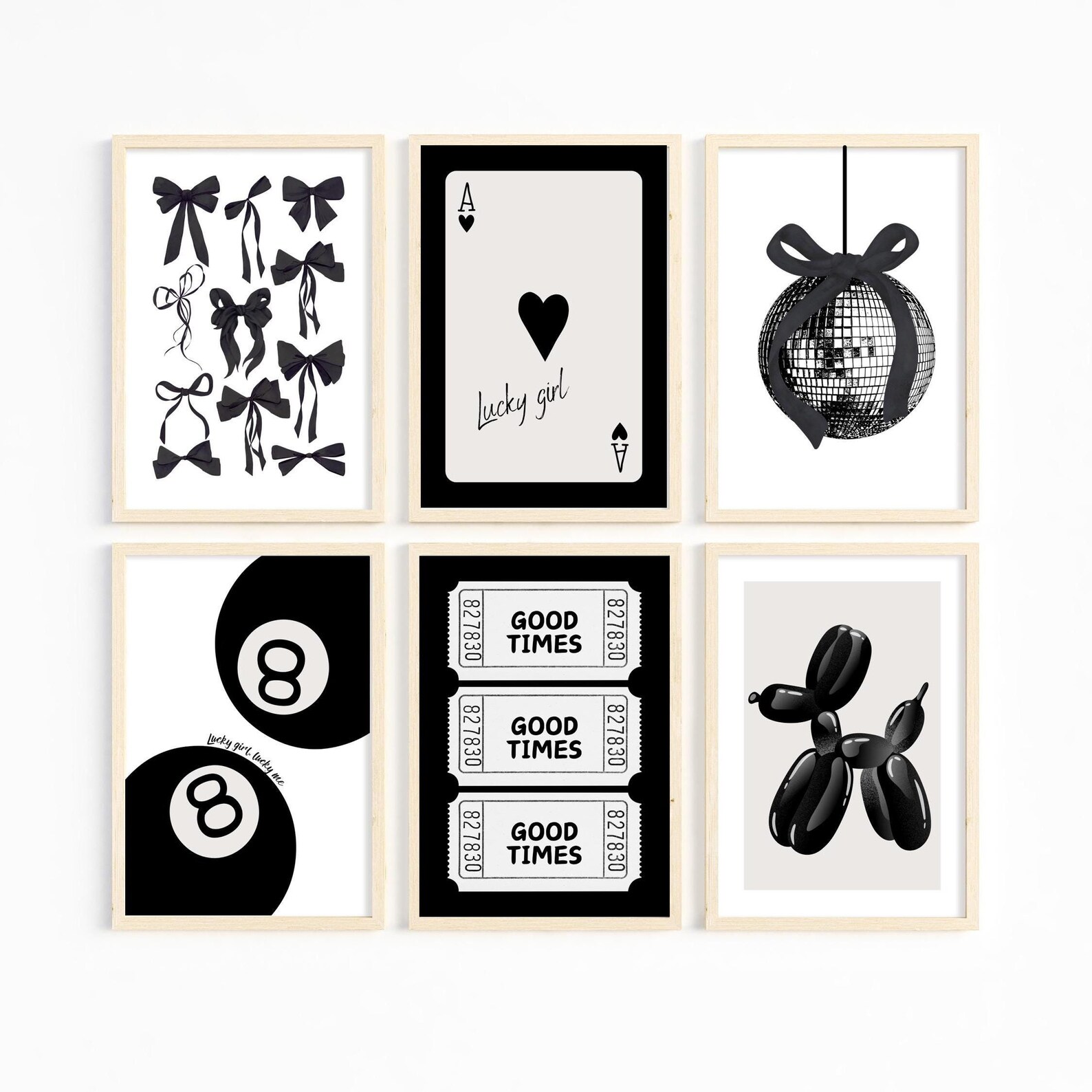 Black Bows Wall Art Set: Preppy Coquette Room Decor (digital Download ...