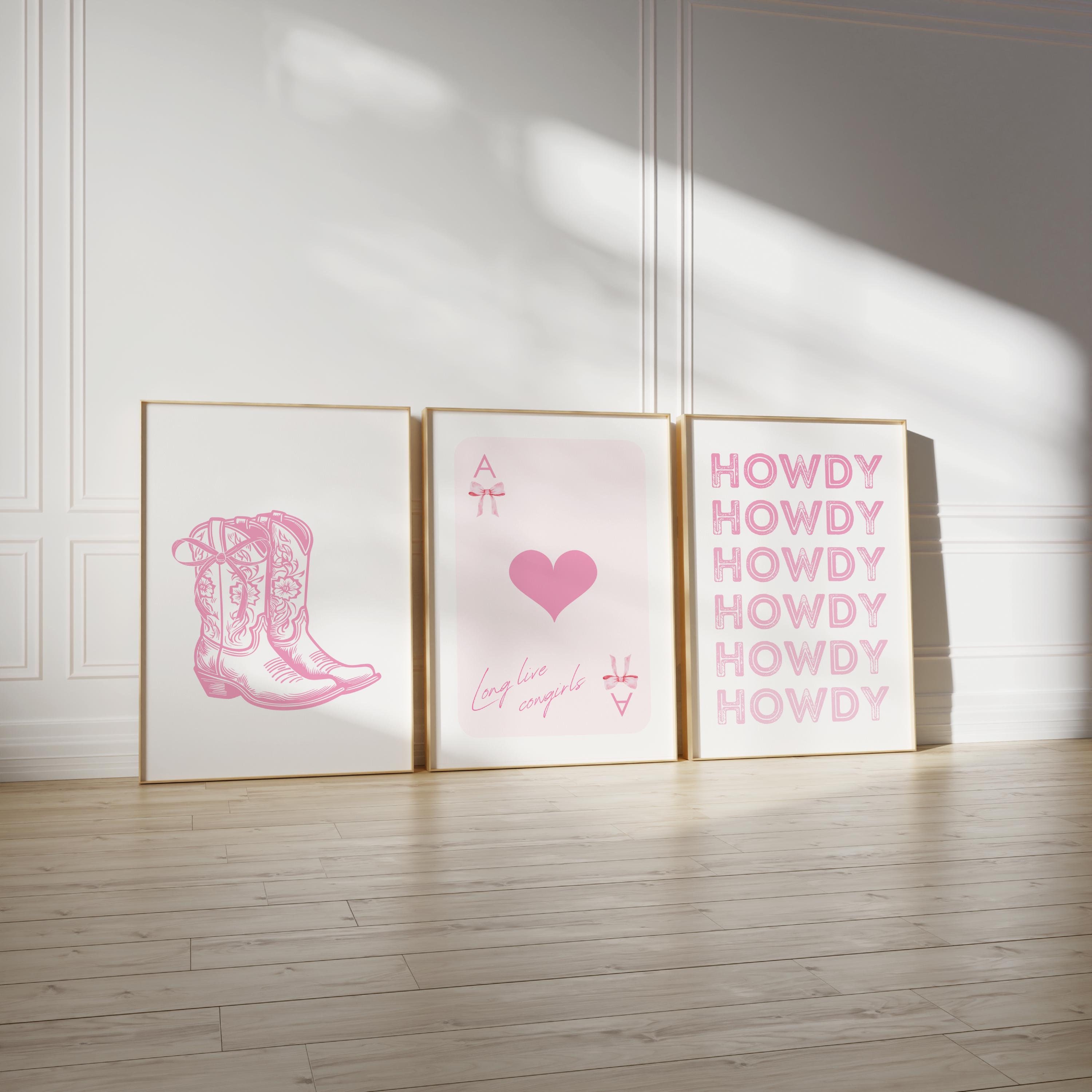 Pink Cowgirl Wall Art Set of 3 Western Wall Decor Trendy Dorm Wall Art ...
