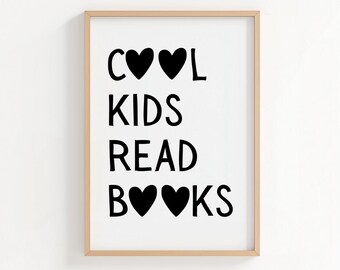 Cool Kids Read Books Print Kids Reading Book Playroom Wall Decor ...