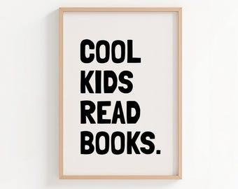 Cool Kids Read Books Print Kids Reading Book Playroom Wall Decor ...