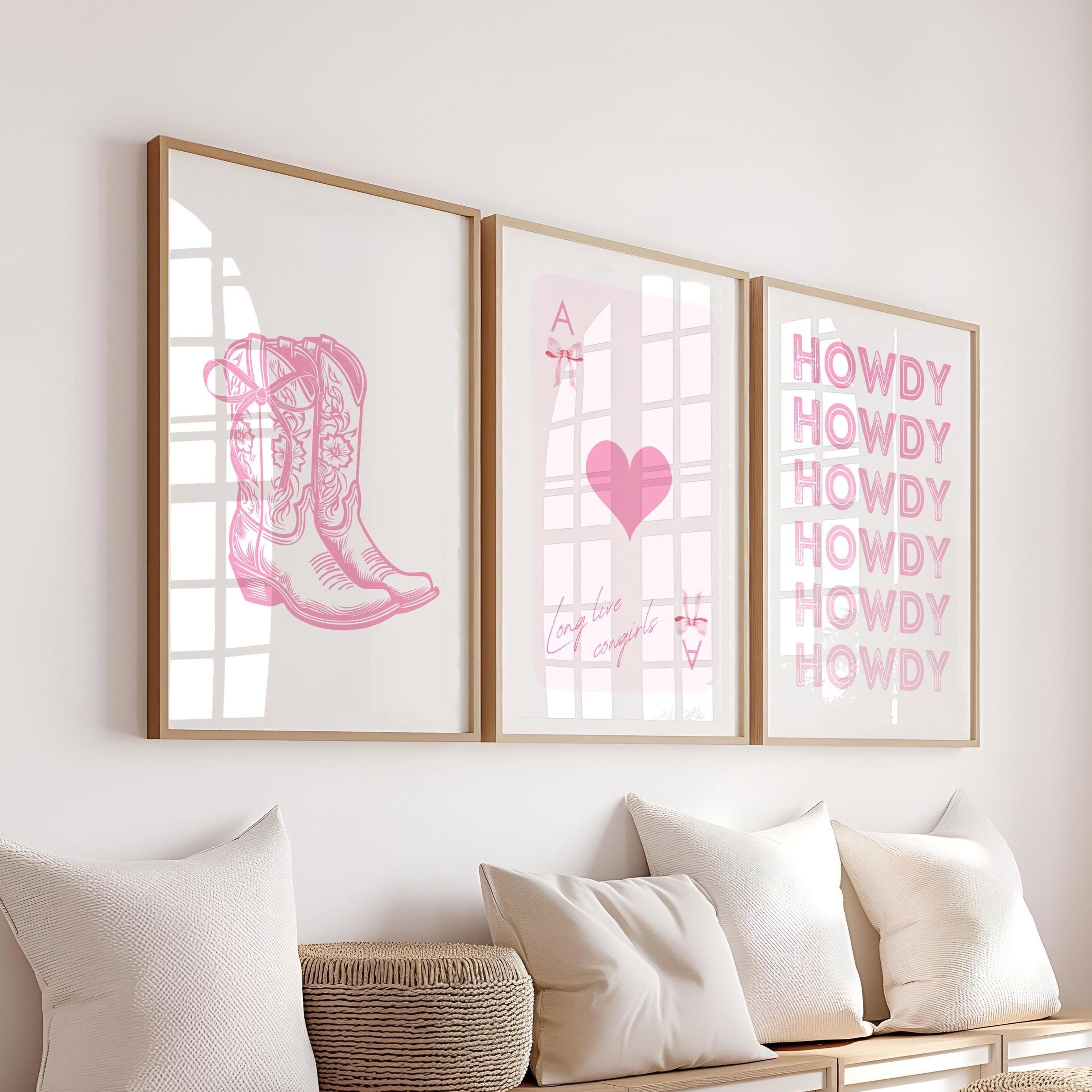 Pink Cowgirl Wall Art Set of 3 Western Wall Decor Trendy Dorm Wall Art ...