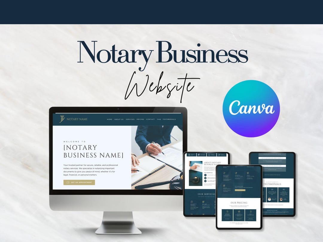 Notary Website Template | Professional Canva One-page Website - Etsy