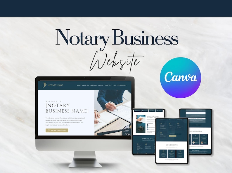 Notary Website Template | Professional Canva One-page Website - Etsy