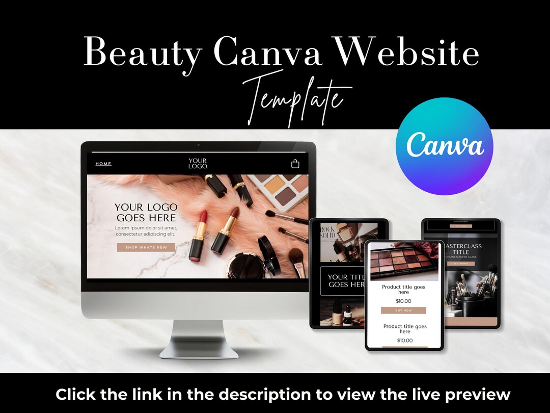 Beauty & Cosmetics Website Template | One-page Canva Website for Beauty ...