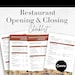 Restaurant Opening & Closing Checklist, Editable Canva Template - Etsy