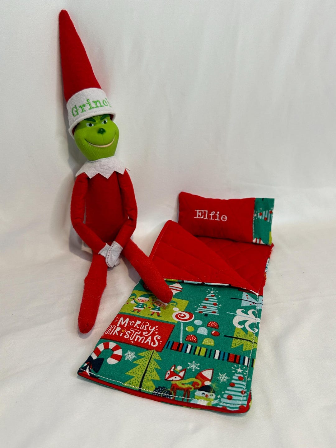 Personalized Embroidered Green Gum Drop Print Elf Bed Sleeping Bag With ...