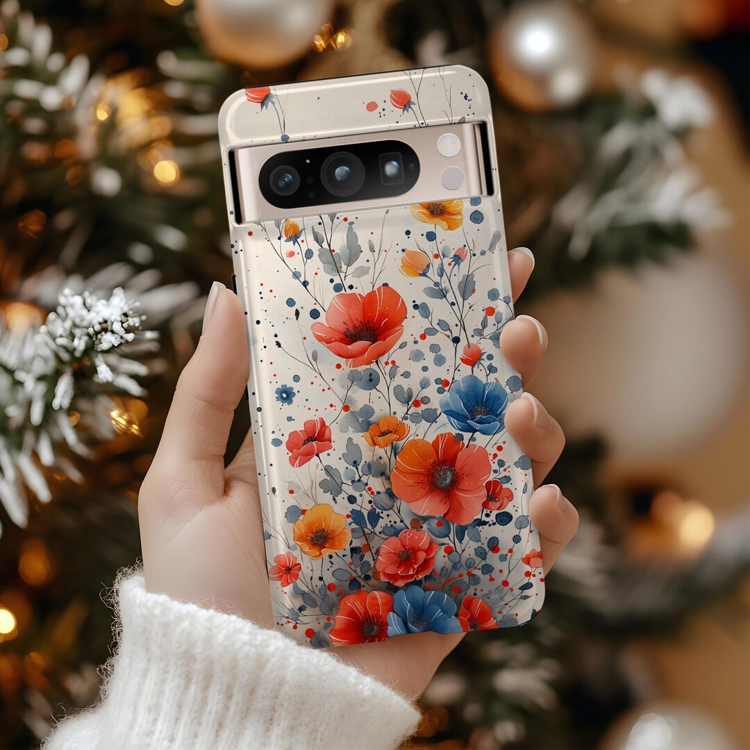 Flower Pixel Case, White Floral Google Pixel Cover, Flower Pattern Case ...