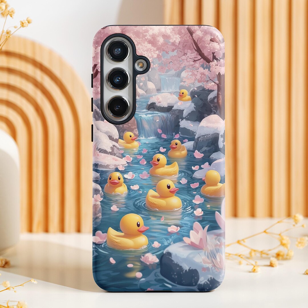 Sakura Rubber Ducks Samsung Case Depicts Yellow Ducks Beneath Pink ...