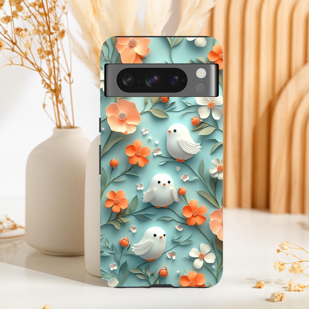 Birds and Flowers Pixel Case, Cute Google Pixel Phone Cover, Floral ...