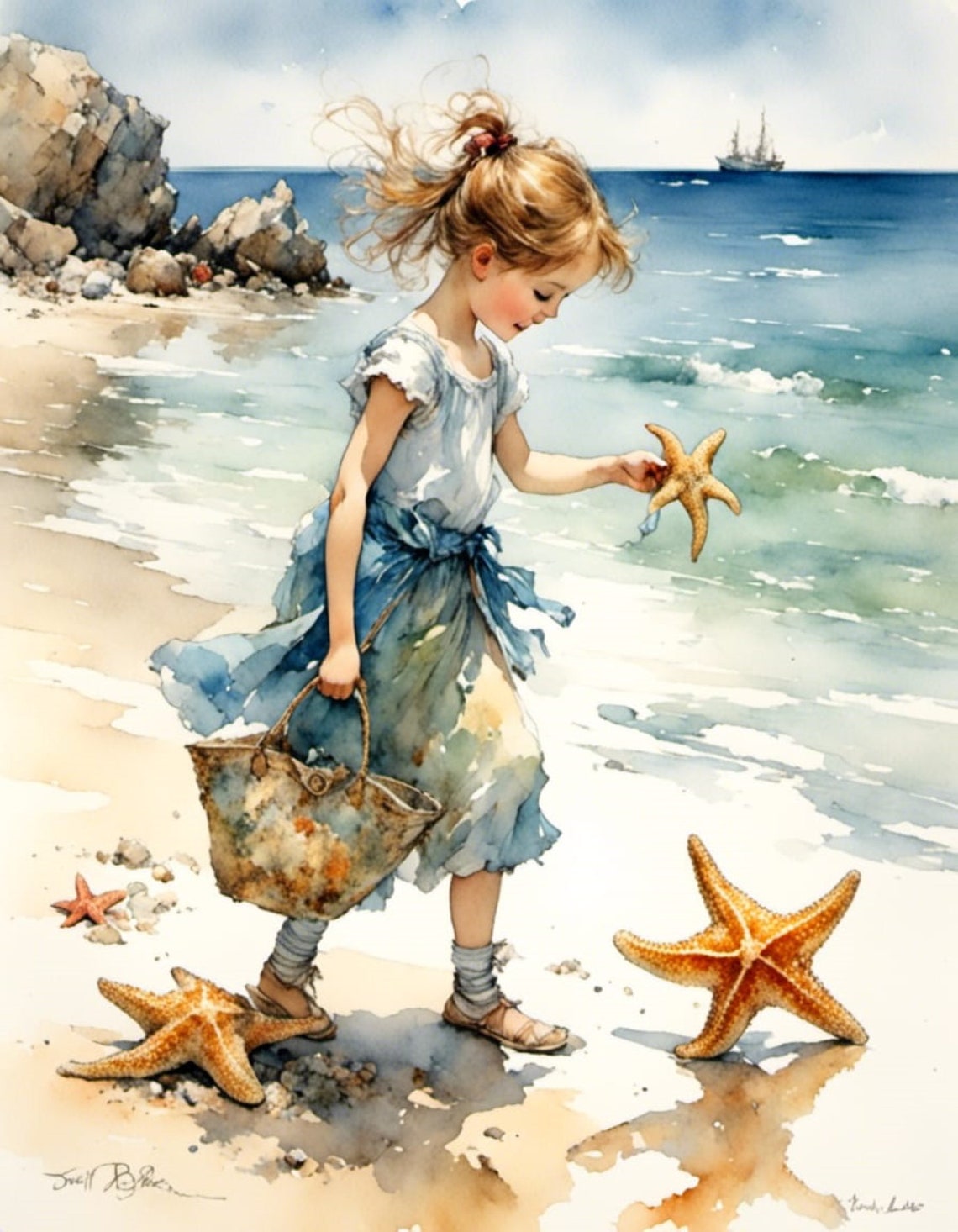 Helping to Save the Starfish on the Beach Story - Etsy