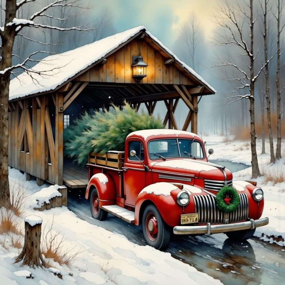 RED TRUCK CHRISTMAS - Etsy