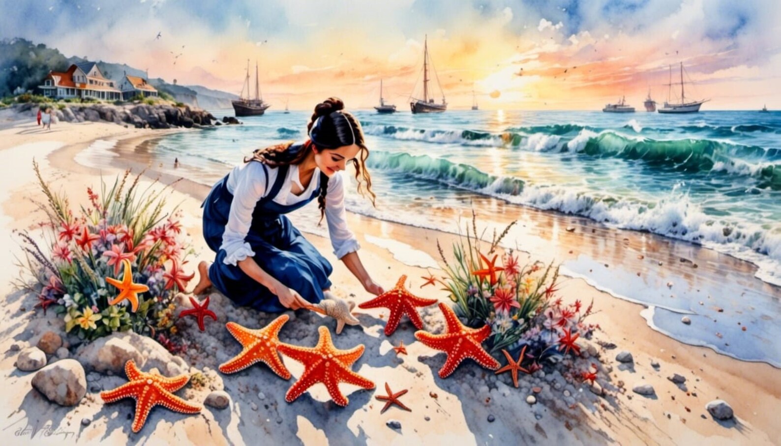 Helping to Save the Starfish on the Beach Story - Etsy
