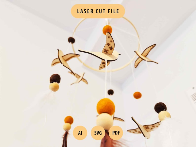 Lasercut Bird Mobile SVG Perfect for Your DIY Project to Welcome Baby ...
