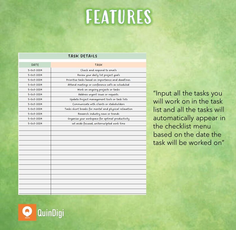 Daily Planner, Checklist, Excel & Google Spreadsheet, Daily Schedule ...