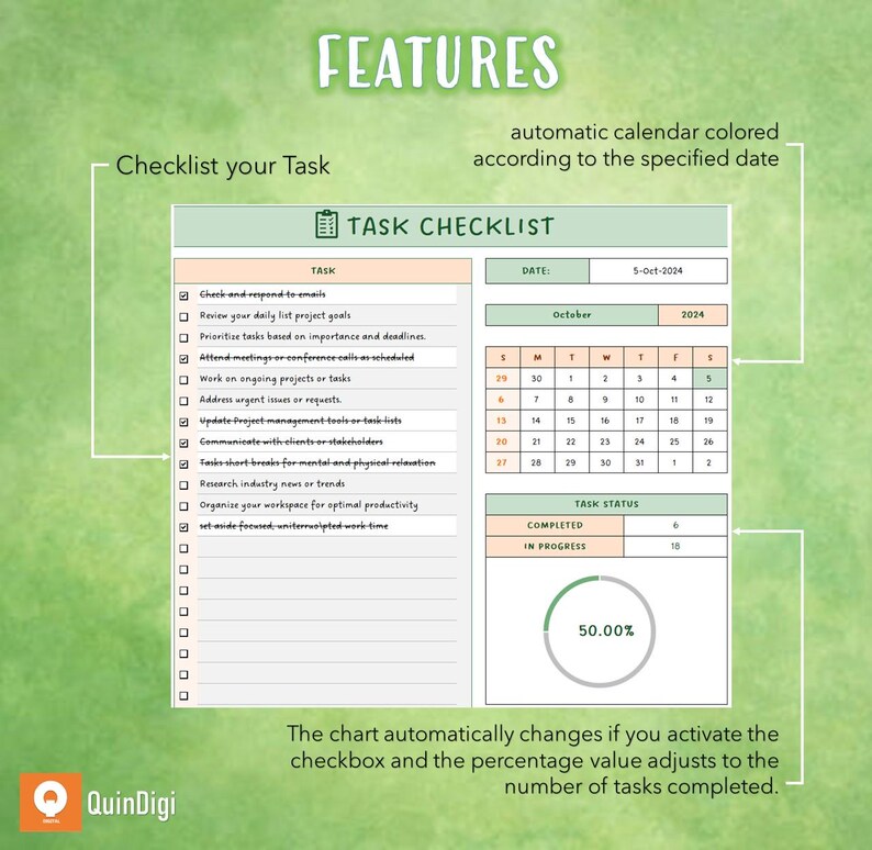 Daily Planner, Checklist, Excel & Google Spreadsheet, Daily Schedule ...