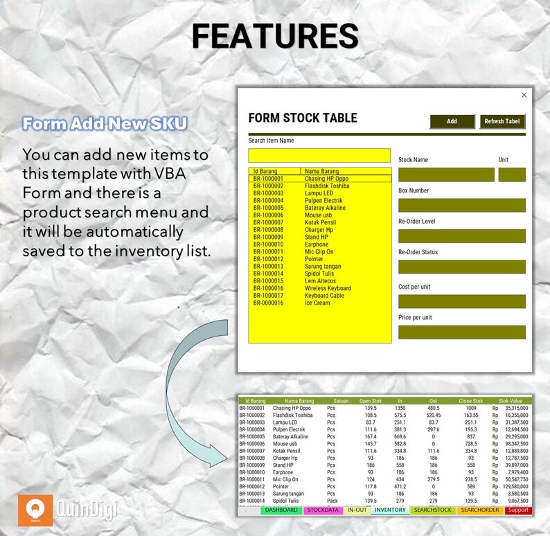 Inventory Tracker Excel Vba Inventory List Business Stock Management