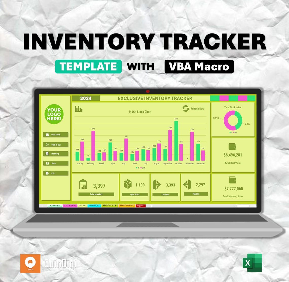 Inventory Tracker Excel VBA, Inventory List, Business Stock Management ...