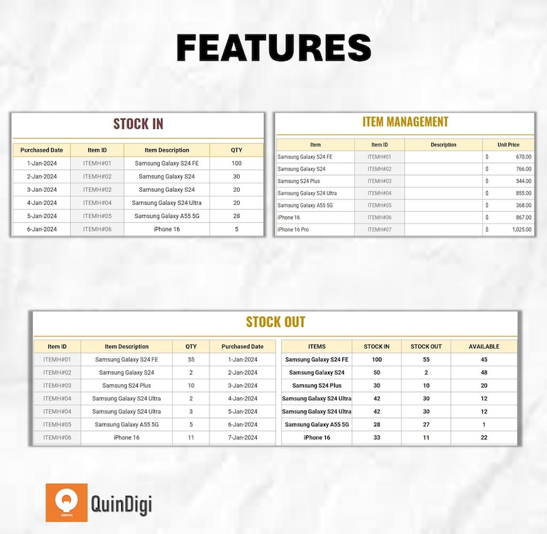 Inventory Tracker Excel Spreadsheet: Small Business Stock Management - Etsy