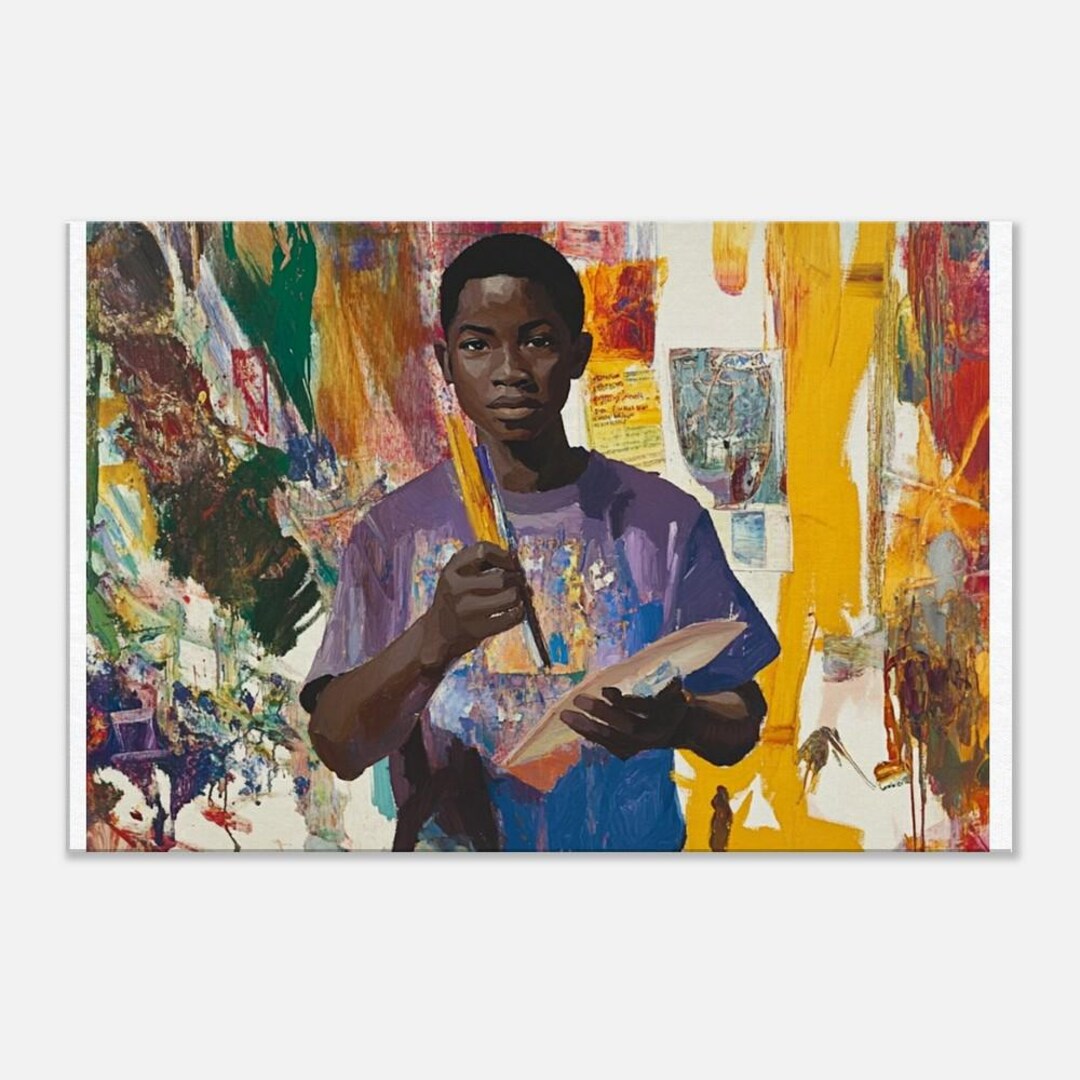 Strong Black Boy Artist | Abstract African American Art | Bold and ...