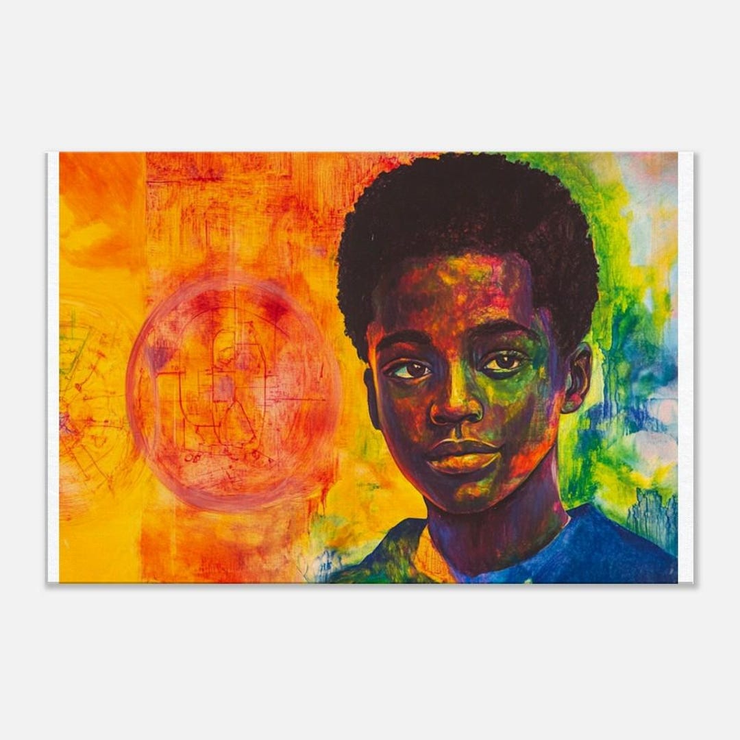 Vibrant Portrait of Black Boy Afrocentric Abstract Wall Art ...