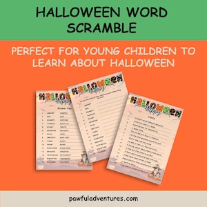 Halloween Themed Word Scramble, Halloween Game, Halloween Game for Kids ...