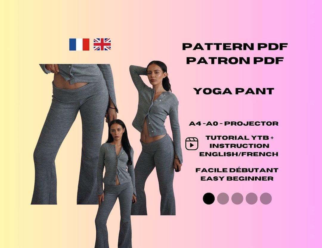 Yoga Pant Sewing Pattern | Knit Pants PDF A4, A0 & Projector Size 3XS ...