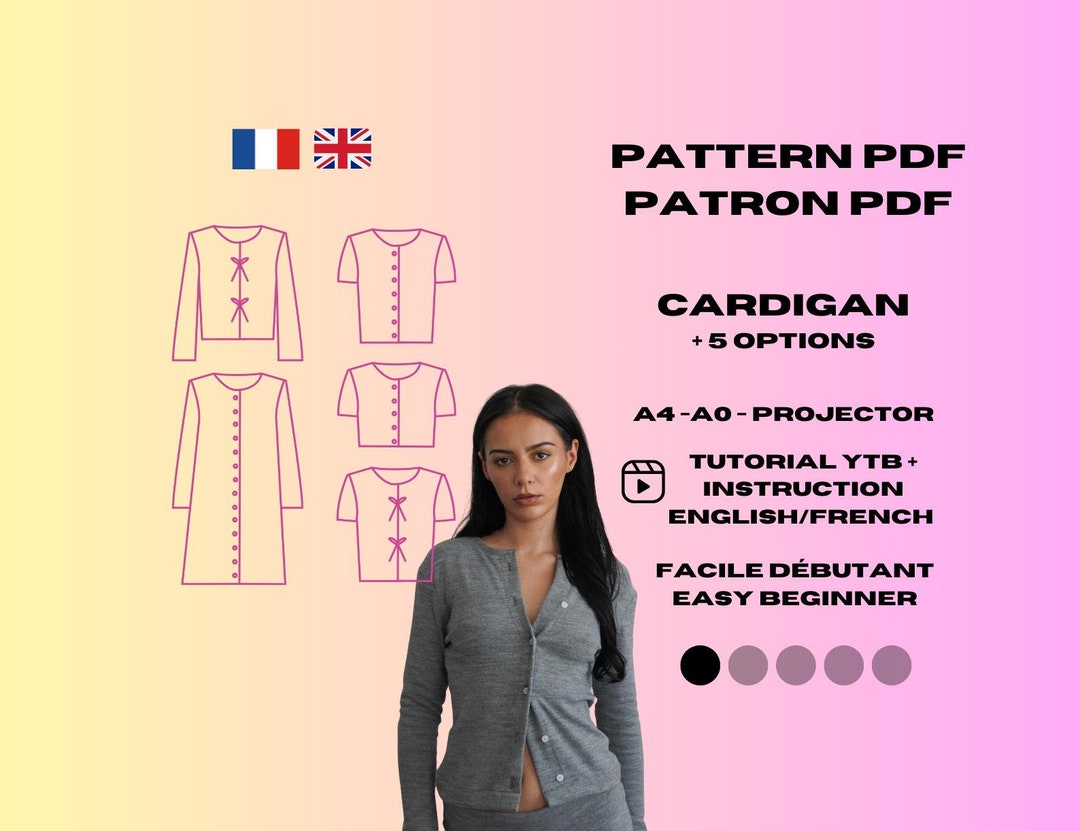Cardigan Sewing Pattern, Multi-length Options, PDF, A4, A0 & Projector ...