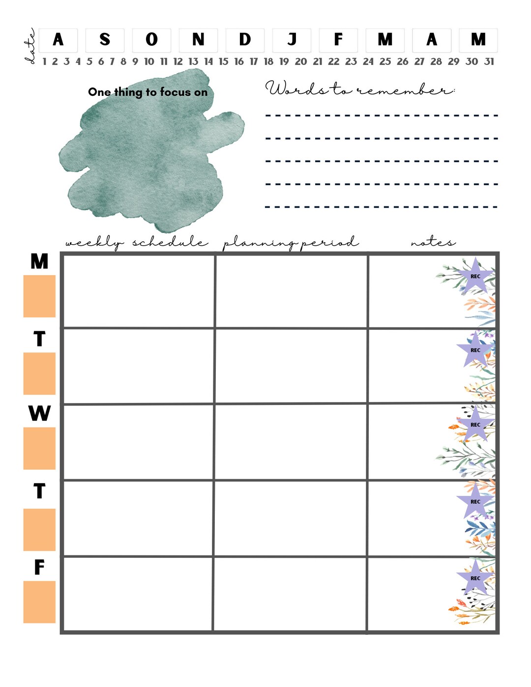 WEEKLY SCHOOL PLANNER for Montessori School Teachers - Etsy
