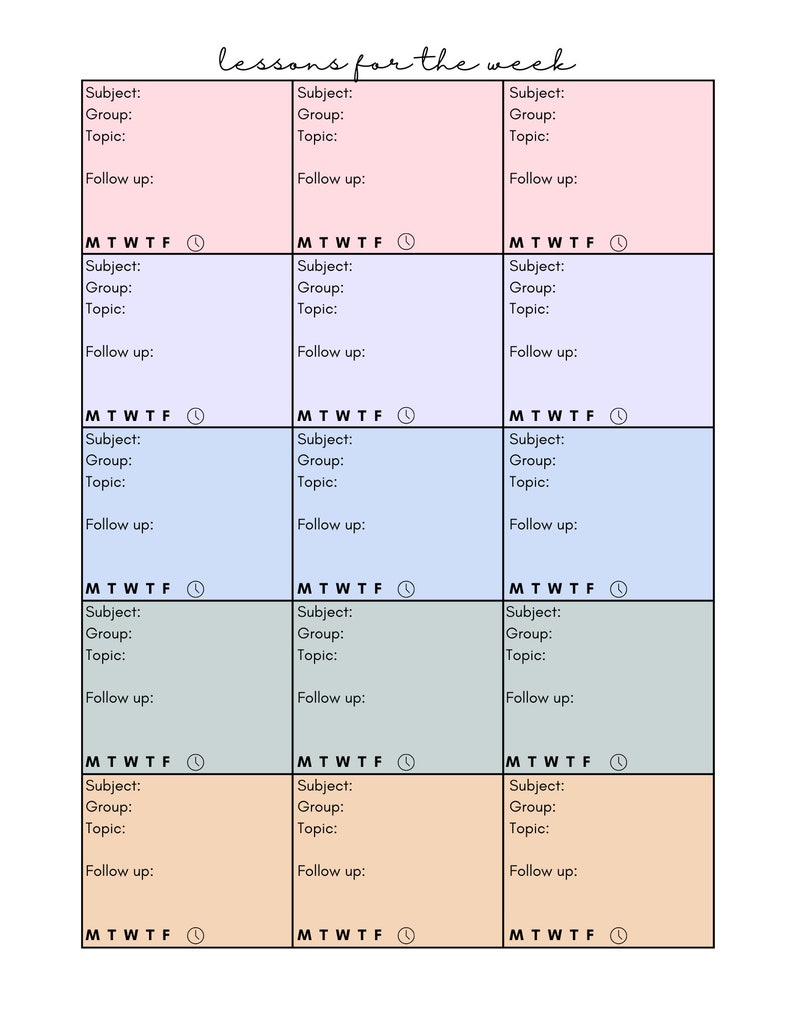 WEEKLY SCHOOL PLANNER for Montessori School Teachers - Etsy