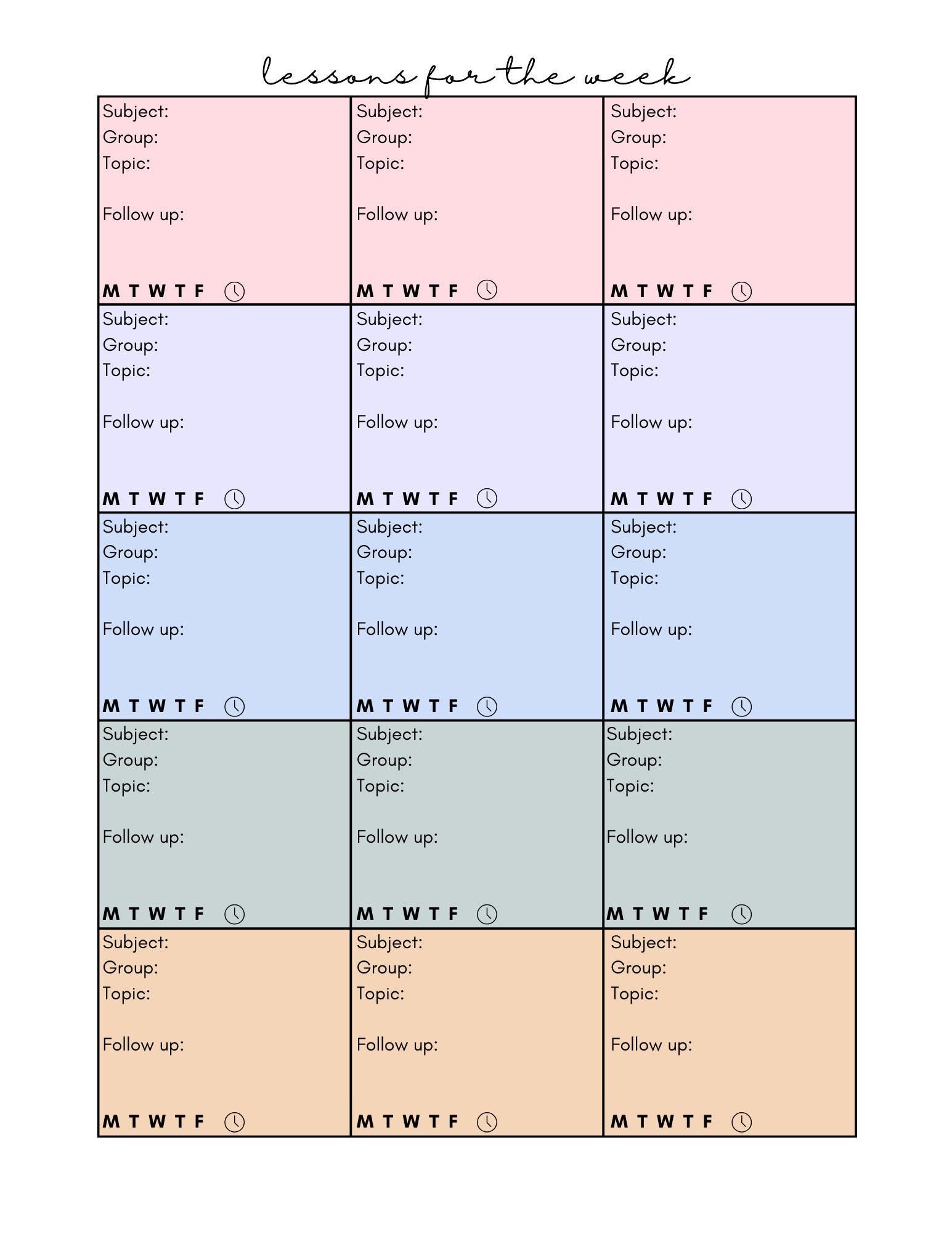 WEEKLY SCHOOL PLANNER for Montessori School Teachers - Etsy