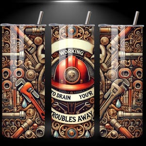 Plumber 20oz Skinny Tumbler Wrap PNG, Tools, Pipes, and Hard Hat Design ...