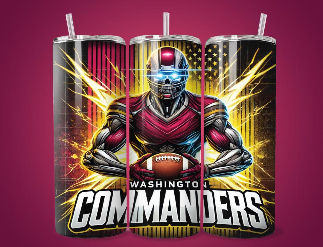 Commanders 20oz Skinny Tumbler Wrap PNG, Sport Mascot Tumbler Seamless ...