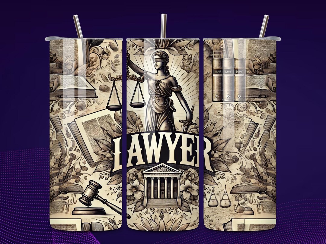 Lawyer 20oz Skinny Tumbler Wrap PNG, Vintage Scales of Justice and ...