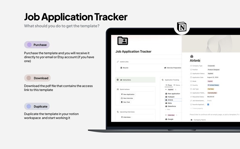 Job Application Tracker Notion Template Job Search Interview Tracking Dashboard for Networking ...